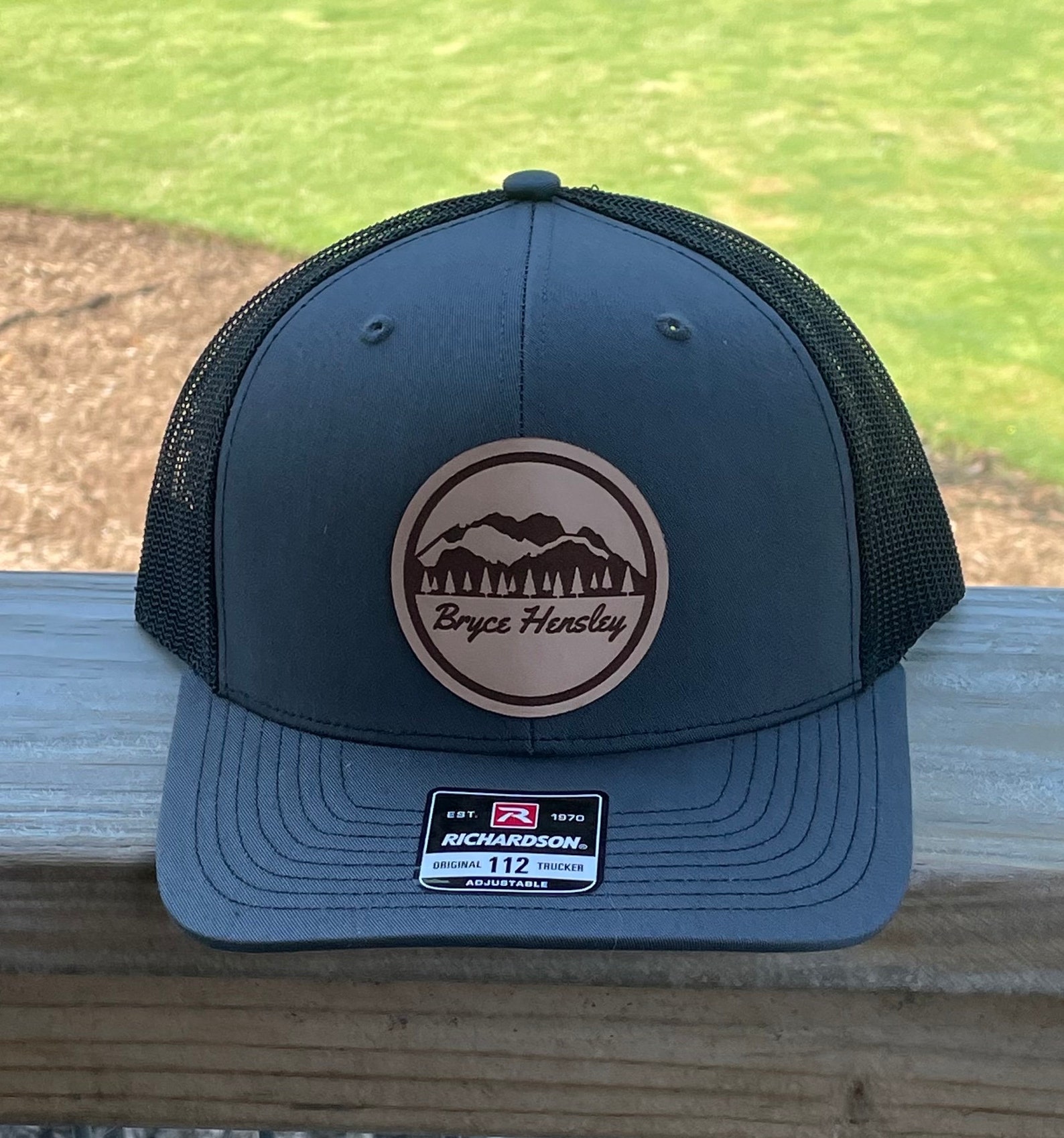 Custom Laser Engraved Leather Patch Hats Richardson 112 Your Company ...
