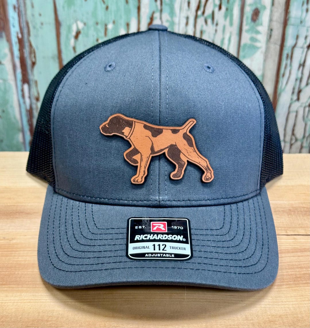 GSP German Short Haired Pointer Leather Patch Trucker Hat Richardson ...