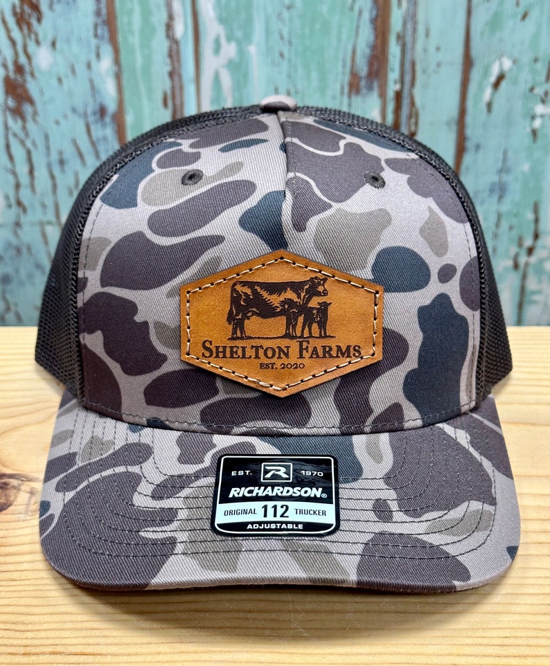 Create Your Own Custom Leather Patch Hat Richardson 112 Farm Logo W ...