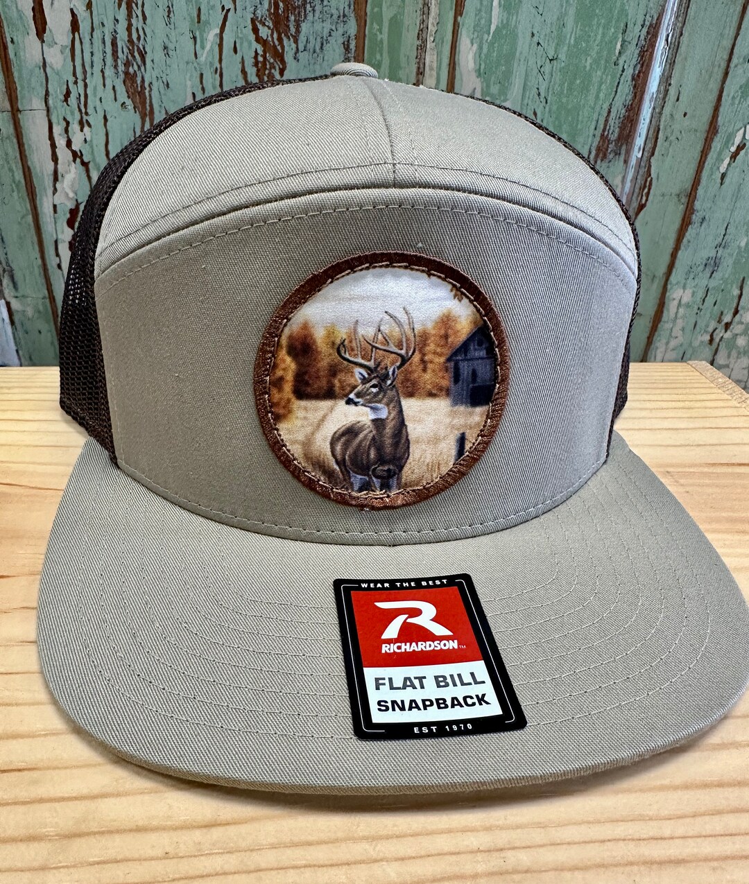 Barn Buck Patch 7 Panel Trucker Hat Snap Back Brown Patch - Etsy