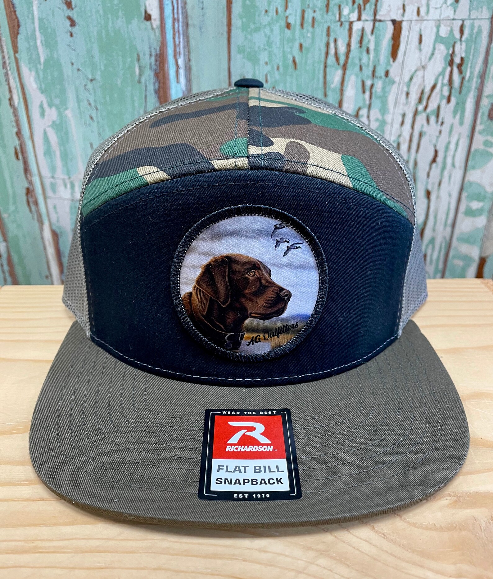 Chocolate Lab Patch 7 Panel Trucker Hat Snap Back Black/green - Etsy
