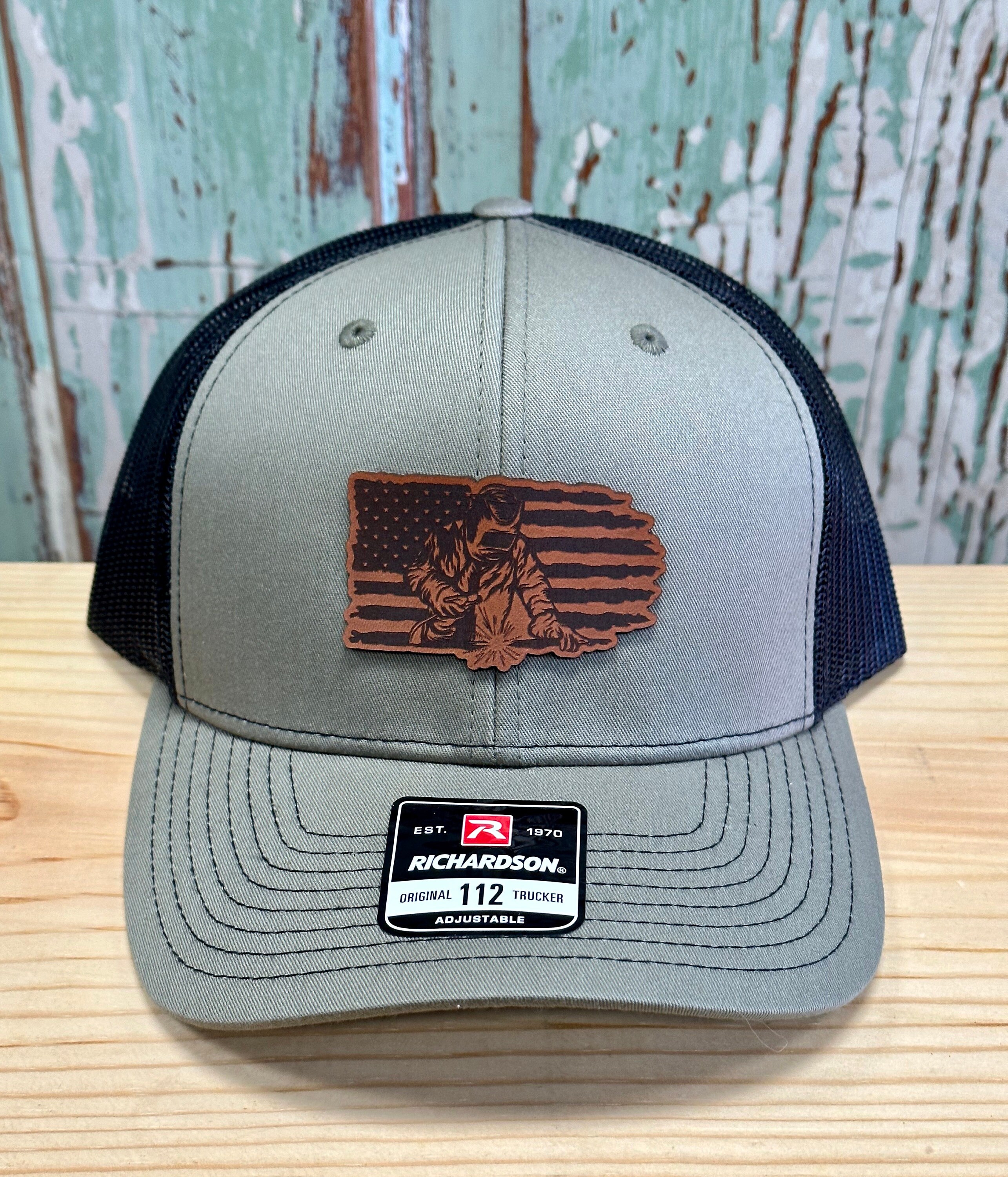 USA Welder Leather Patch Trucker Hat Richardson 112 - Etsy