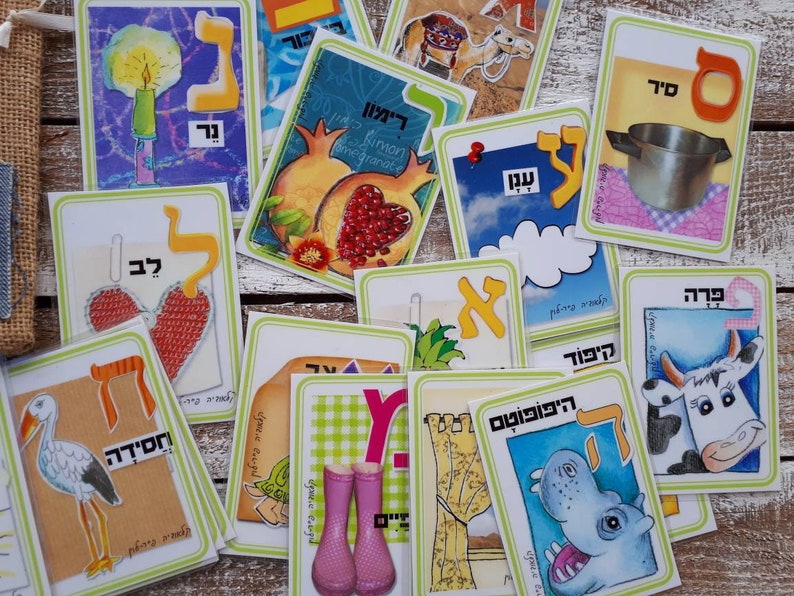 Aleph Bet Set of Hebrew Alphabet Cards Printed Originals - Etsy