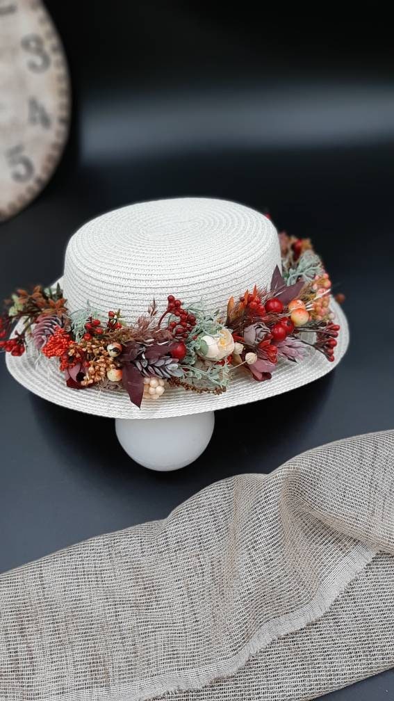 Flower Crown Hat for Boho Wedding, Wedding Flower Crown, Flower Girl ...