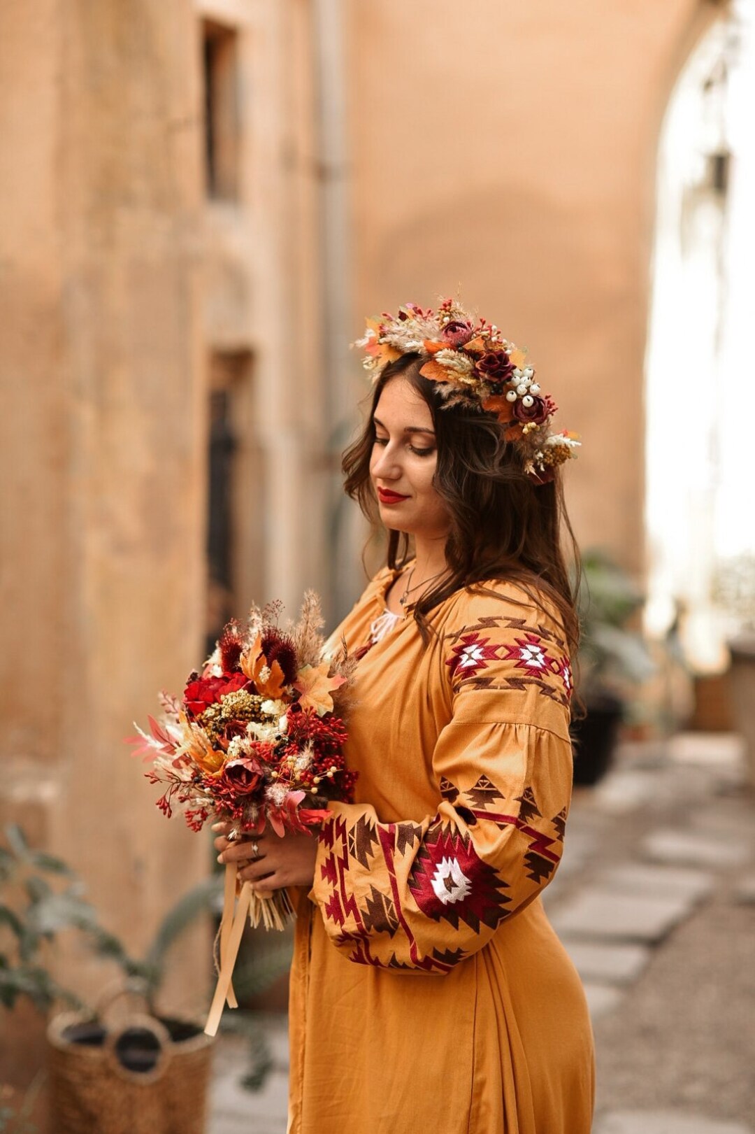 Rust Terracotta Burgundy Bouquet, Helloween Wedding Bouquet, Fall ...