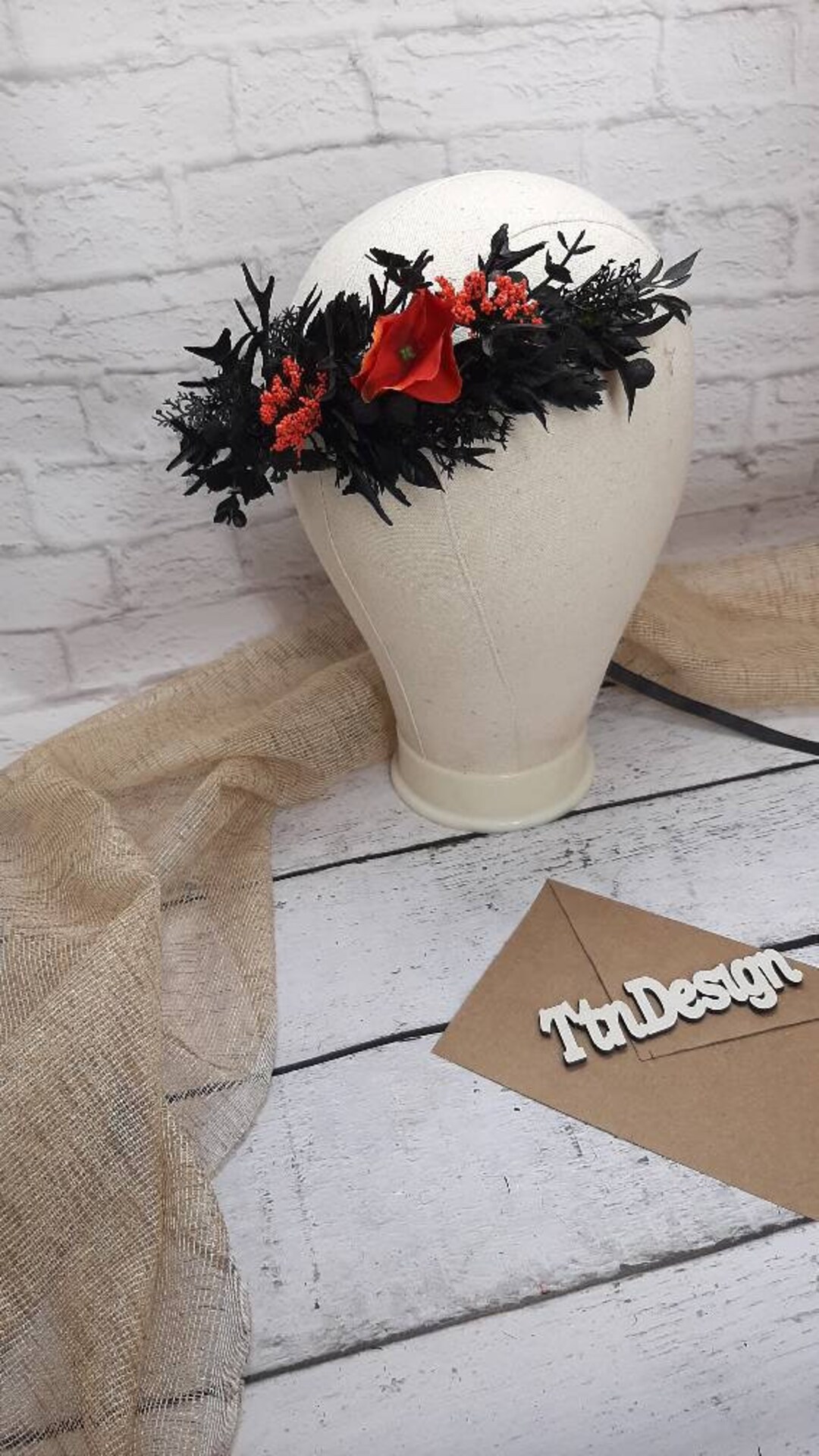 Black Red Rose Flower Crown, All Black Rose Headband, Black Red Tiara ...