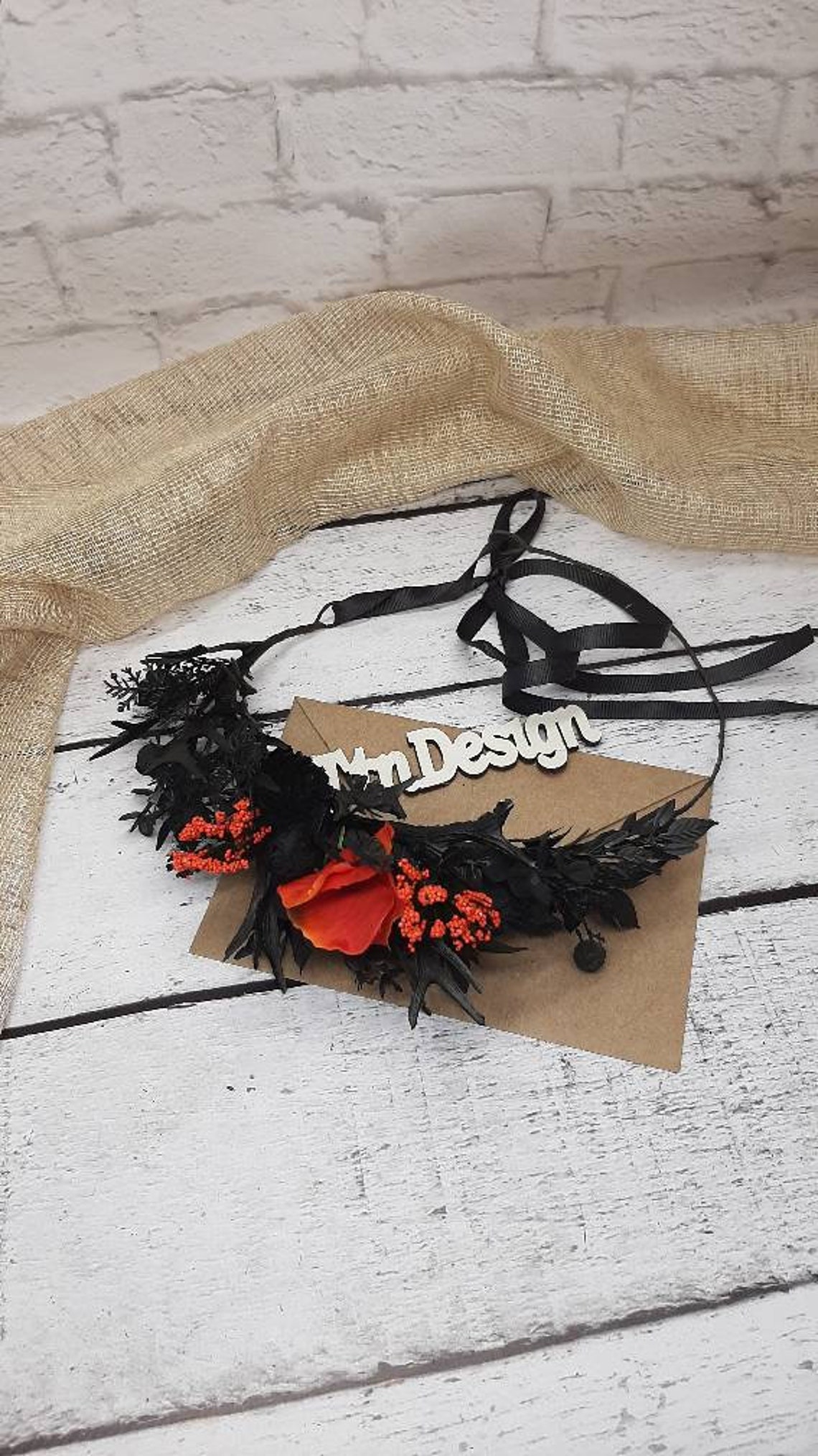 Asymmetrical Black and Red Floral Crown, Gothic Halloween Headpiece ...