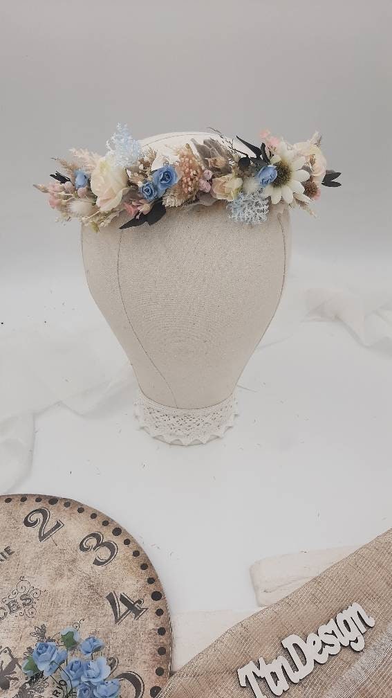 Blue Flower Crown. Light Blue and White Floral Crown. Wedding | Etsy