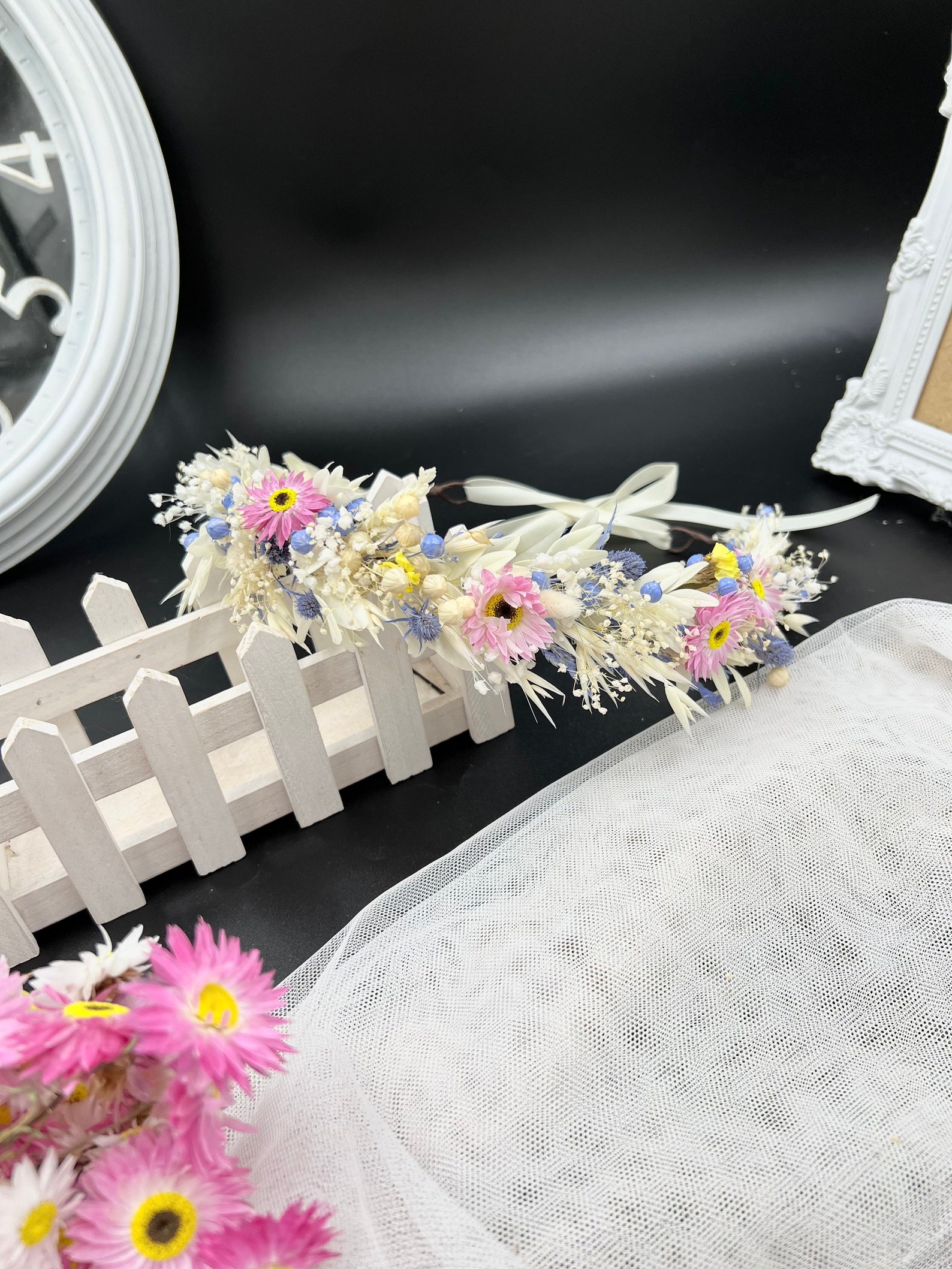 Daisy & Wildflower Flower Crown - Wildflower Hair Wreath - Flower Girl ...