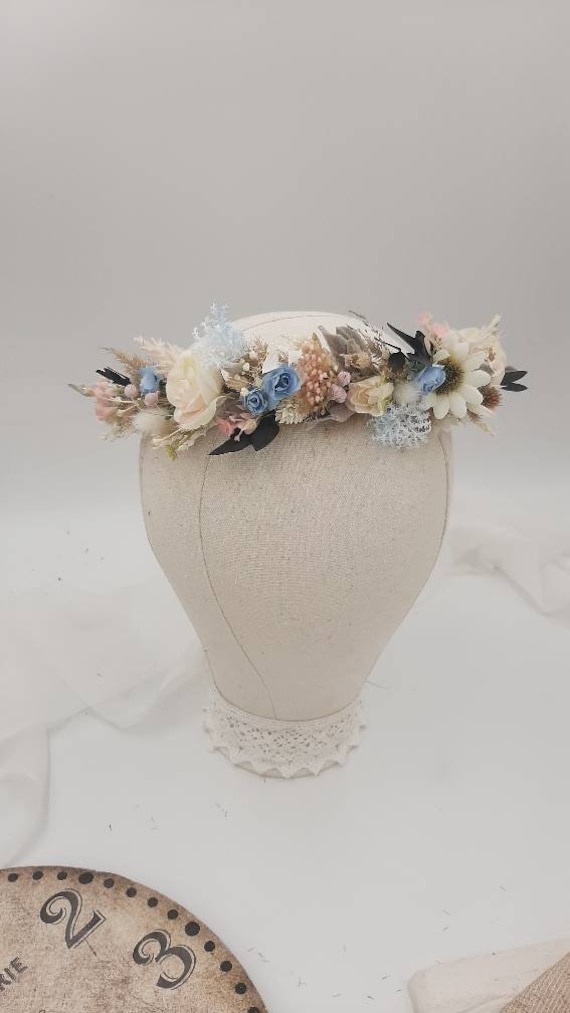 Blue Flower Crown. Light Blue and White Floral Crown. Wedding | Etsy