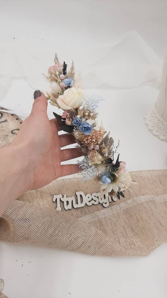 Blue Flower Crown. Light Blue and White Floral Crown. Wedding | Etsy