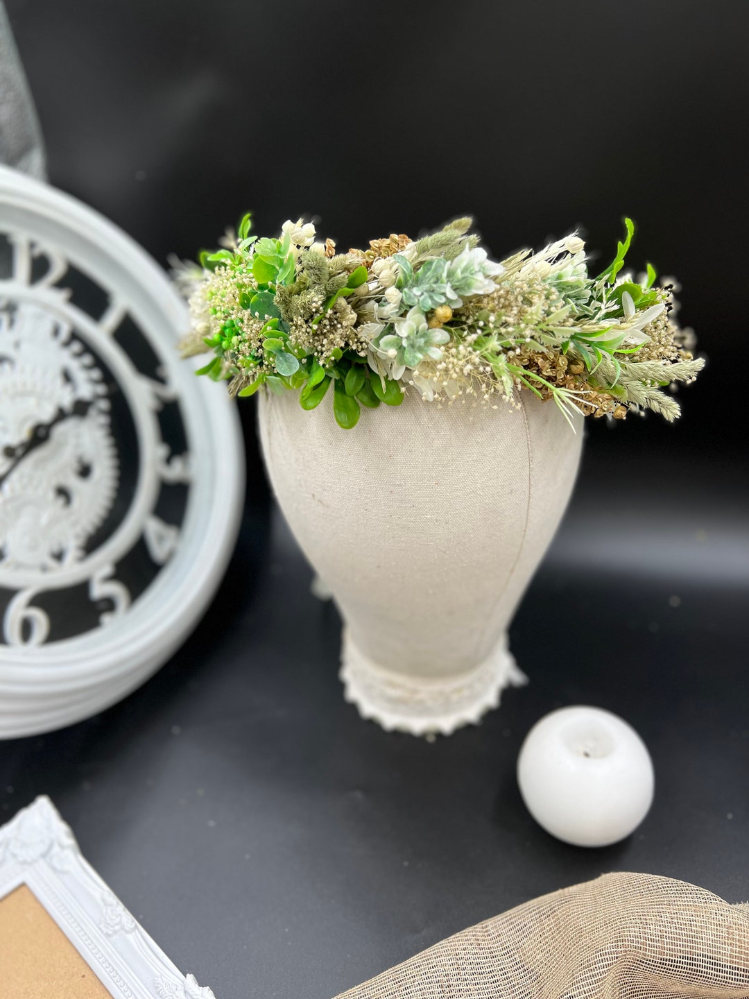 Rustic Natural Greenery Flower Crown for Wedding | Handcrafted Bridal ...
