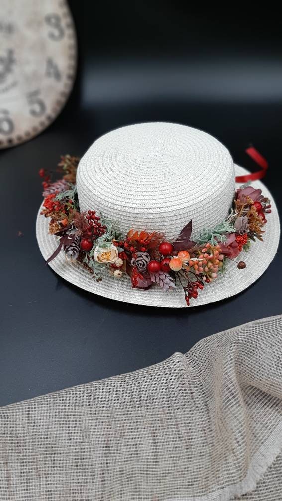 Flower Crown Hat for Boho Wedding, Wedding Flower Crown, Flower Girl ...