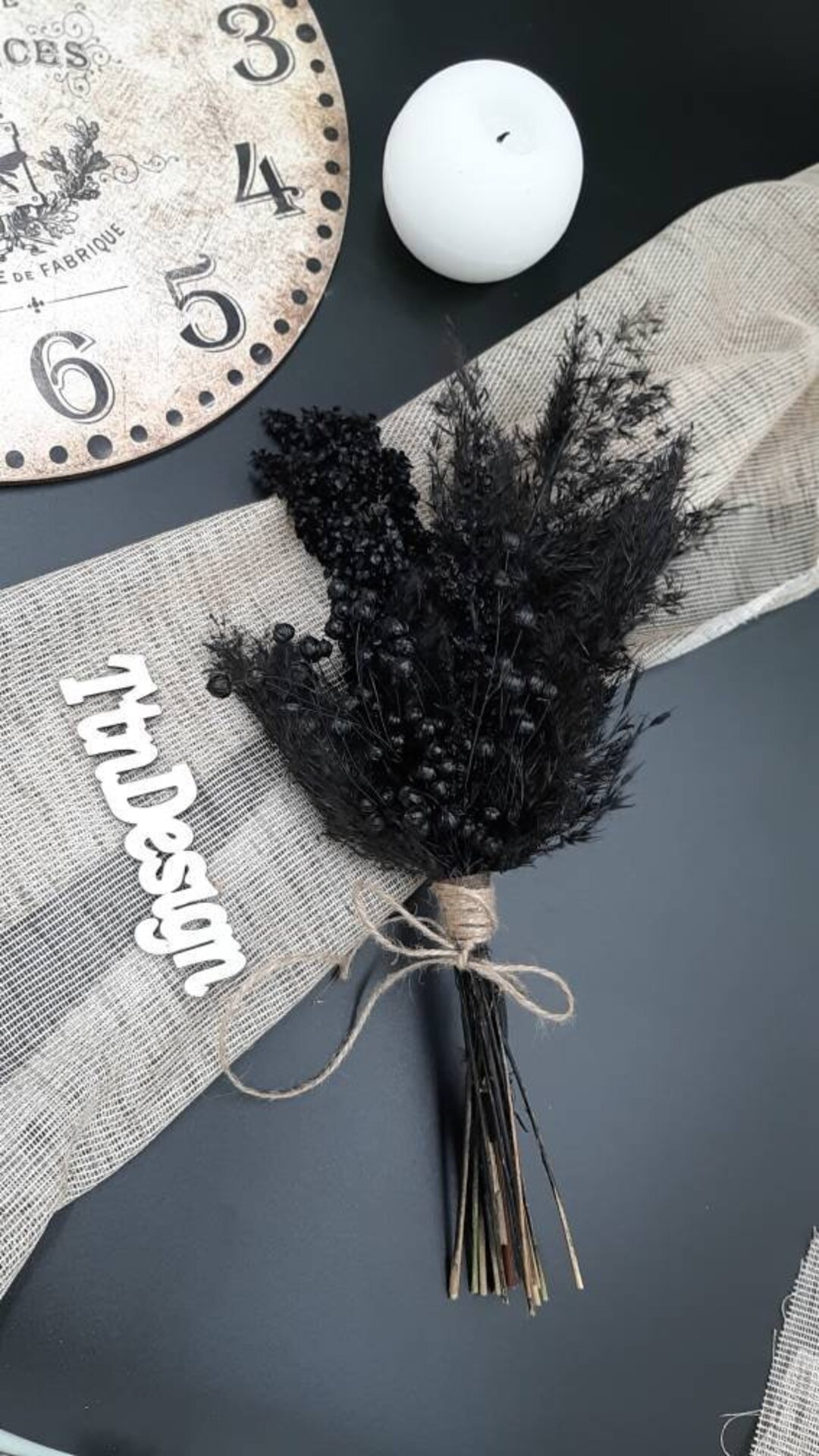 Gothic Black Wedding Bouquet, Dried Flower Arrangement, Dark Aesthetic ...