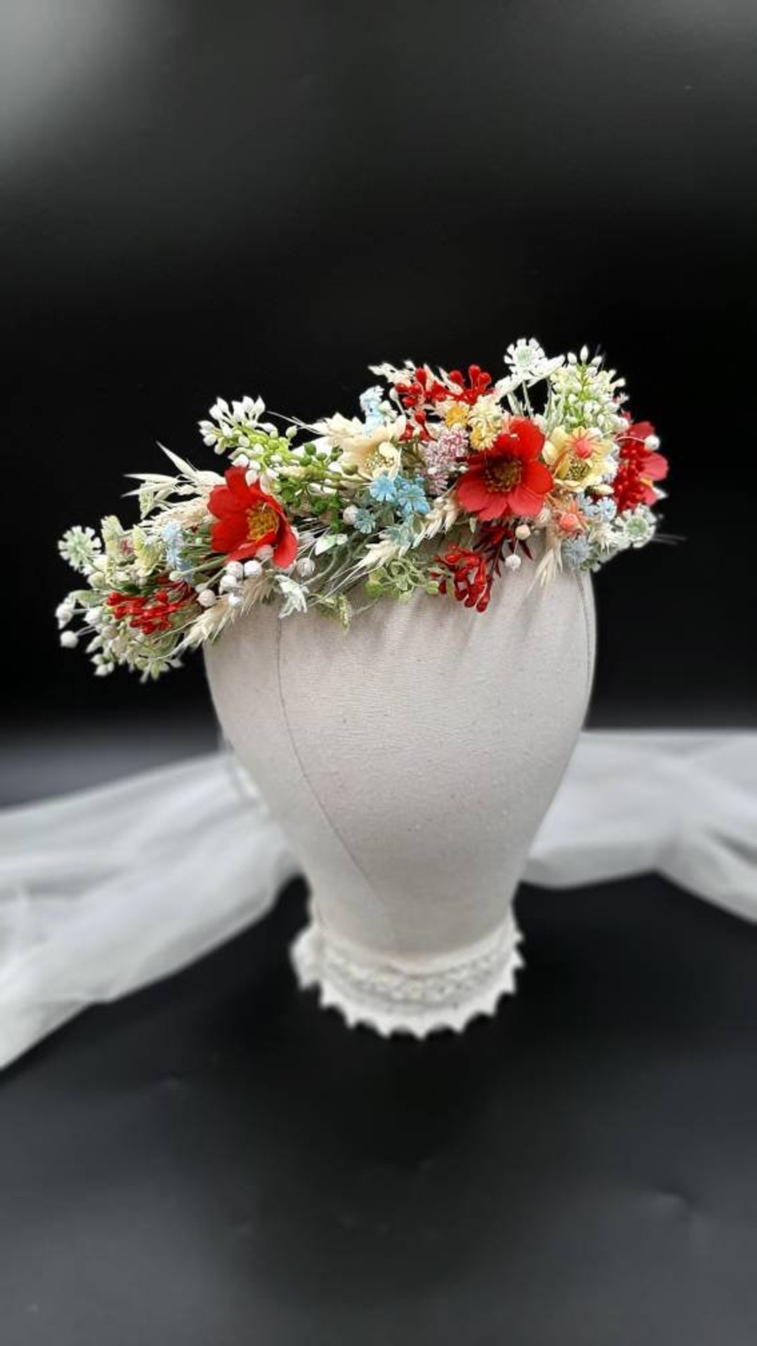Ukrainian Colorful Flower Crown for Wedding, Bohemian Hair Crown ...