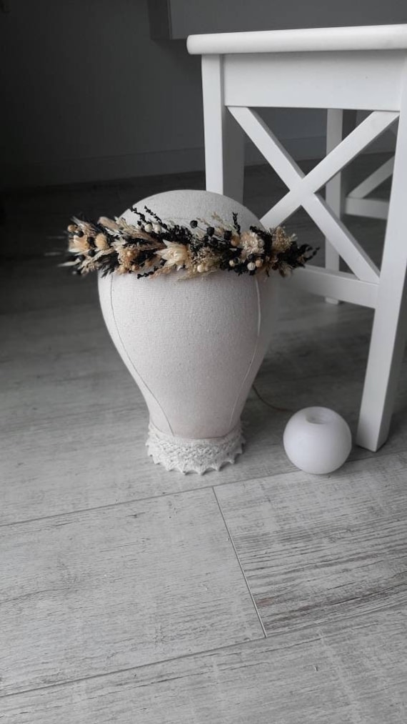 Black&ivory Dried Crown Black White Crown Black Flower Crown | Etsy