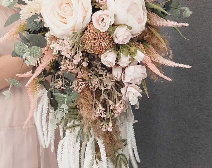 Wedding Bouquet Dusty Rose Bridal Bouquet Cascade Bouquet | Etsy