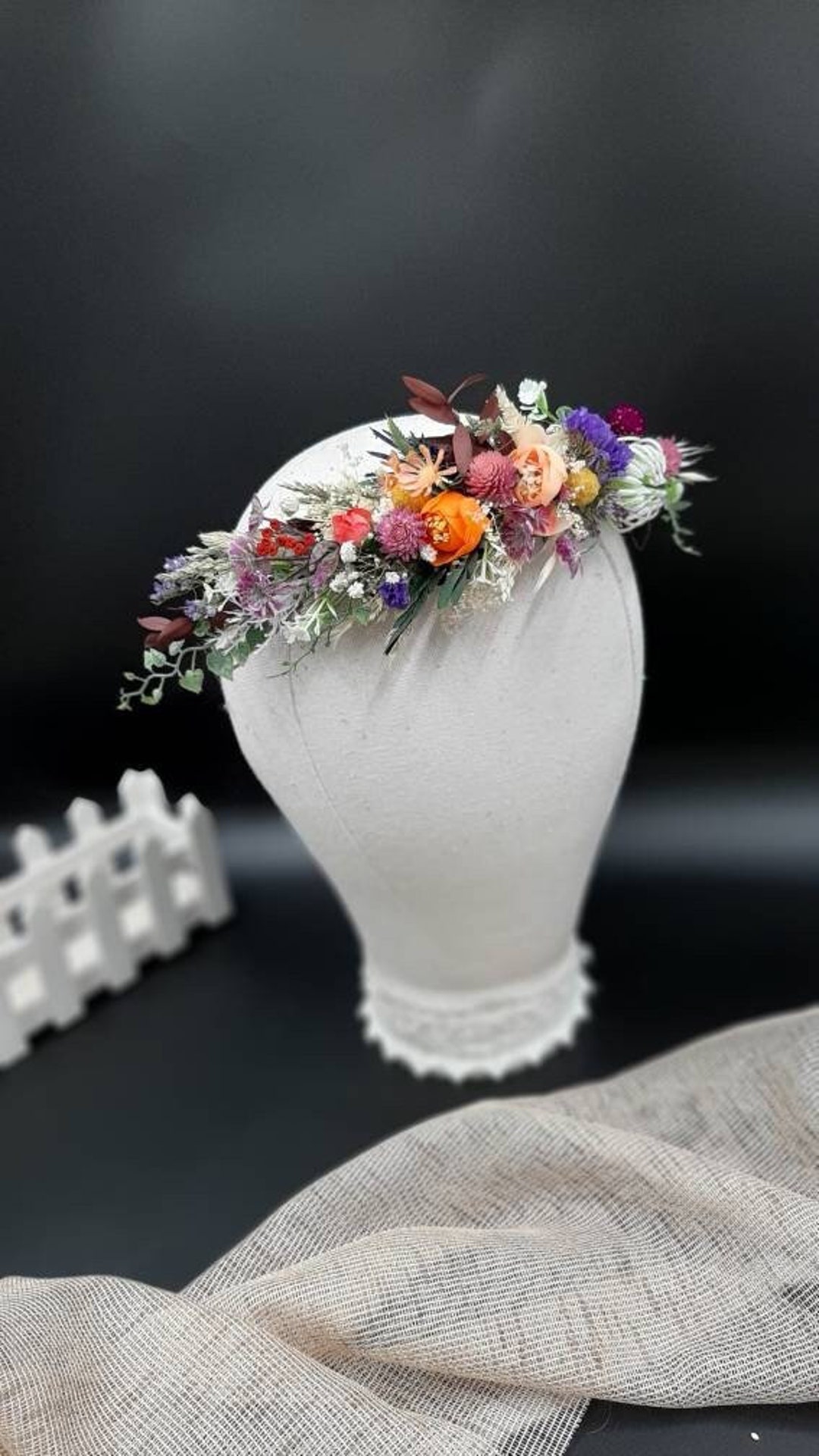 Colorful Flower Crown for Wedding, Bohemian Hair Crown, Colorful Flower ...