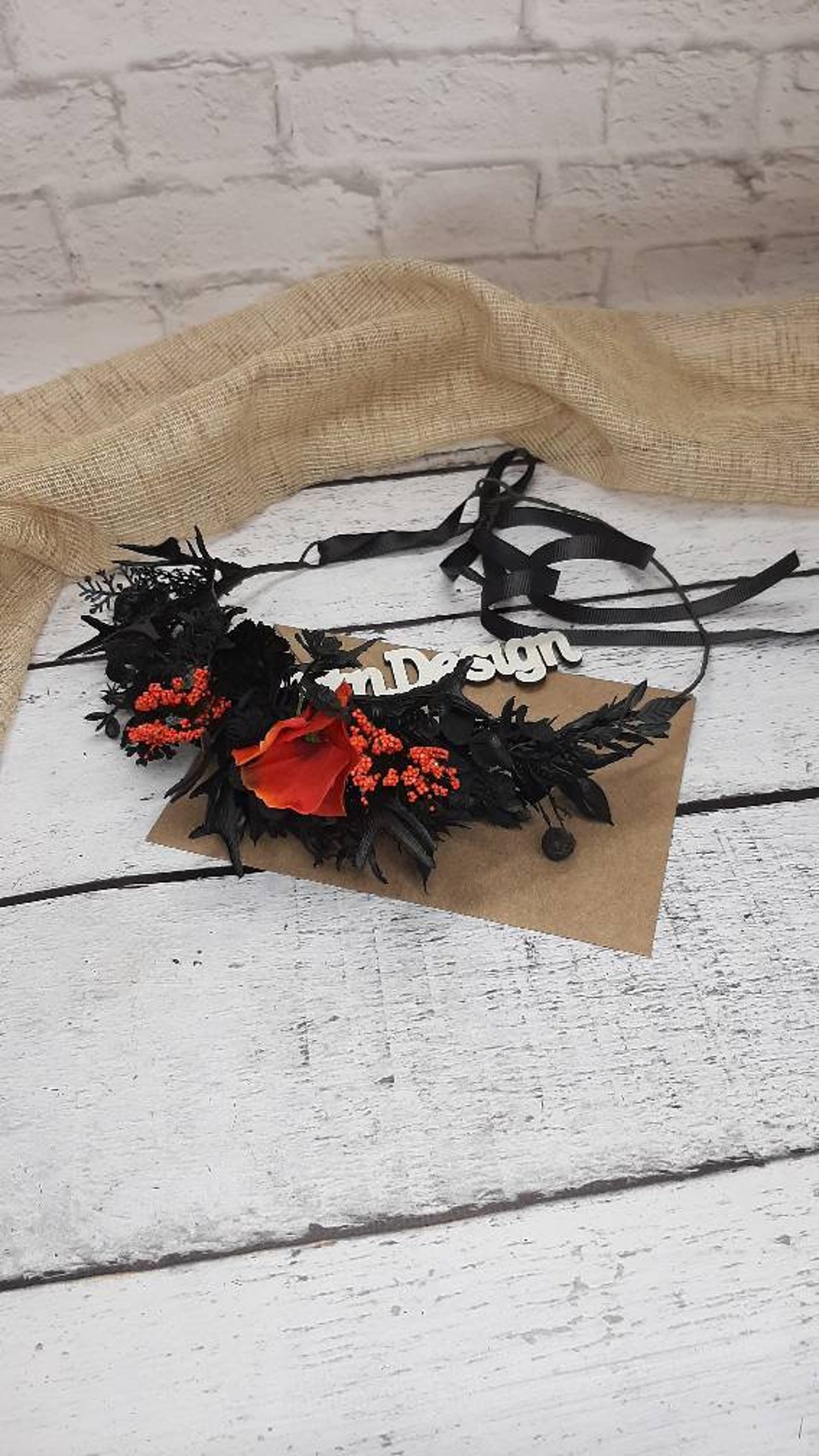 Asymmetrical Black and Red Floral Crown, Gothic Halloween Headpiece ...