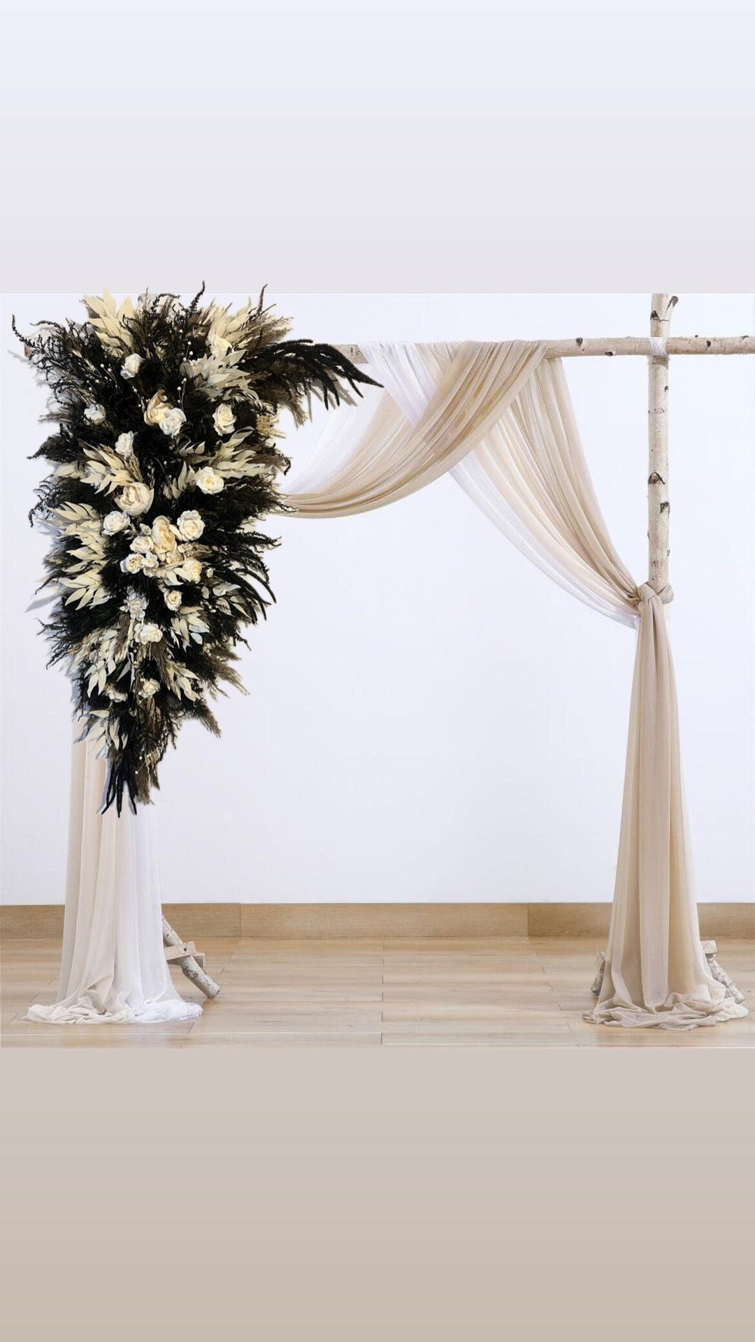 Gothic Black Dried Flower Swag, Gothic Wedding Arch Arrangement, Arbor ...