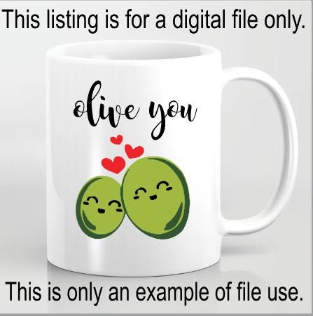 Olive You Funny Layered Svg Cut File Cricut Silhouette Iron on Vinyl ...