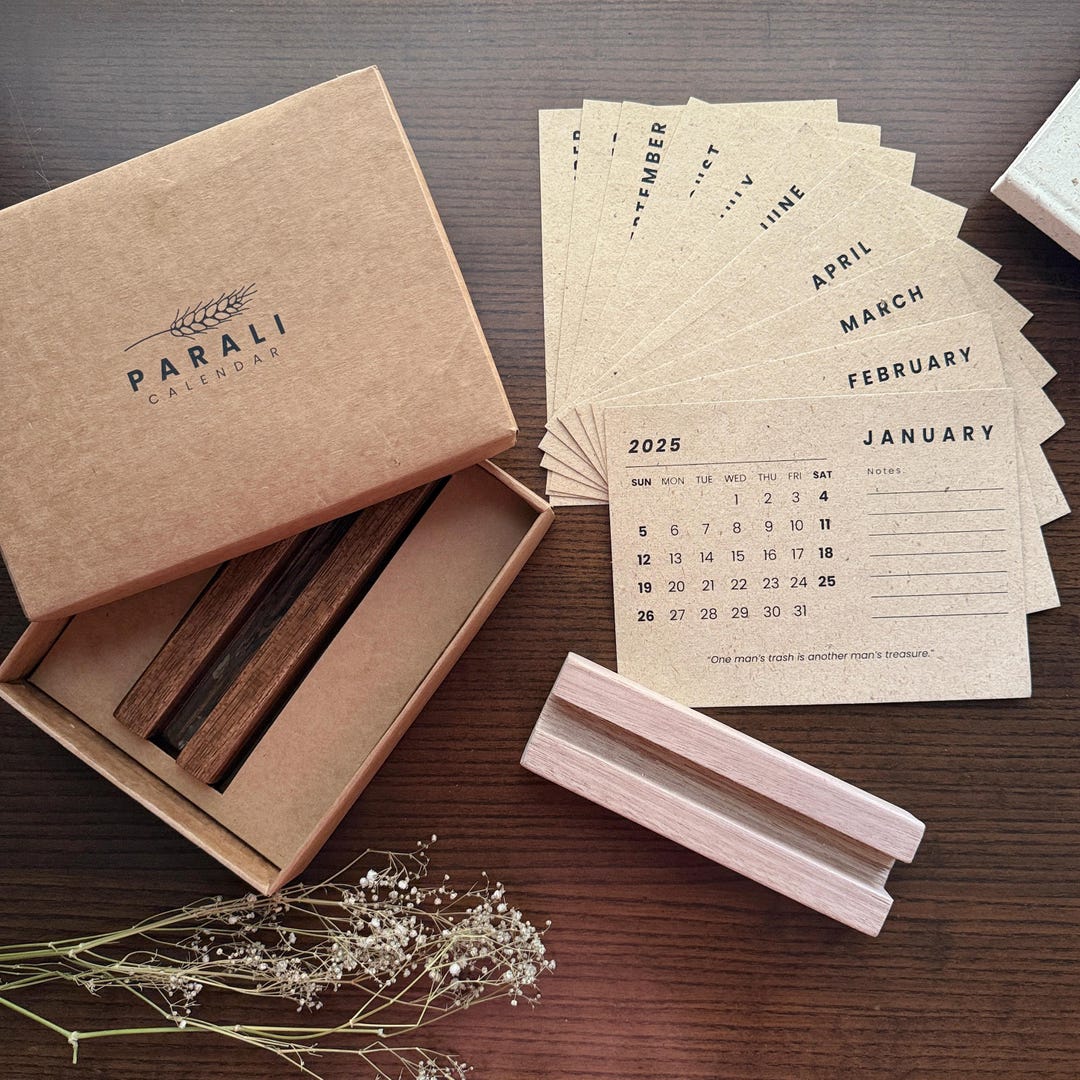 Sustainable Desk Calendar 2025 Rice Straw Handmade Paper - Etsy
