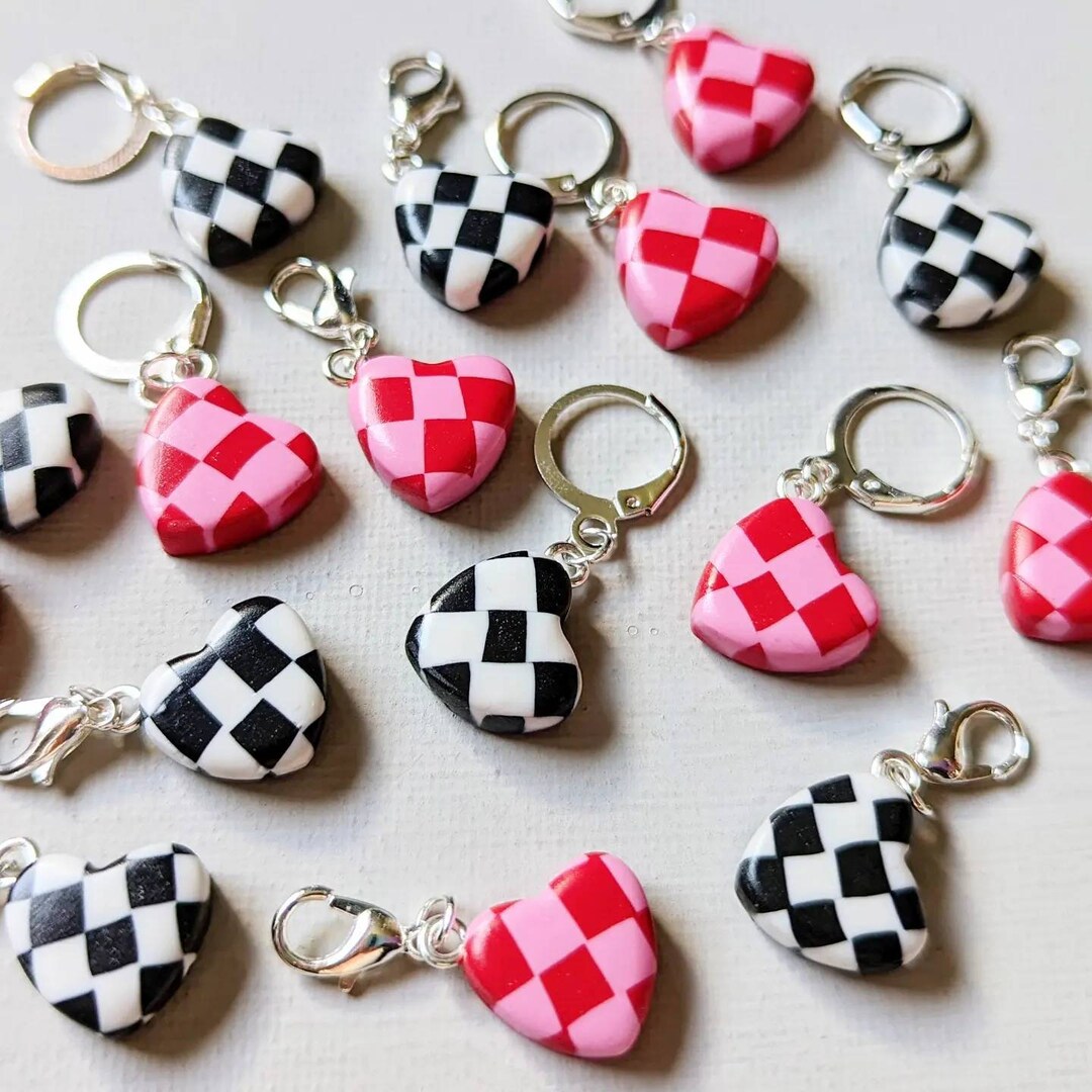 Handmade Polymer Clay Chequer/chequerboard/gingham Hearts Stitch ...