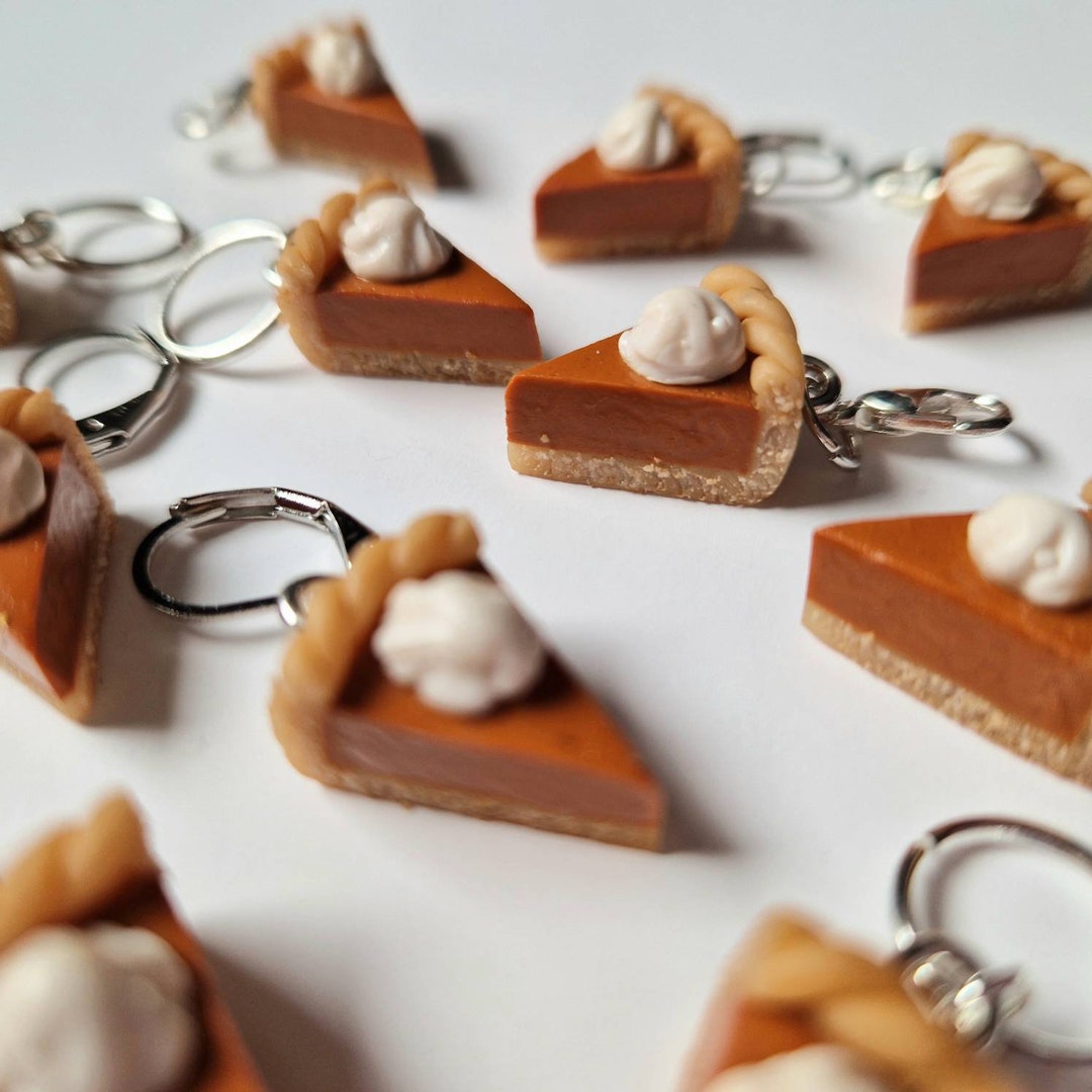 Handmade Polymer Clay Pumpkin Pie Slice Stitch Markers for Crochet or ...