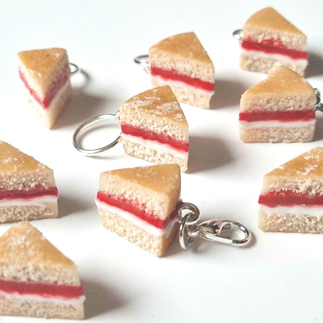 Victoria Sponge Cake Stitch Markers - Handmade Polymer Clay Dessert ...