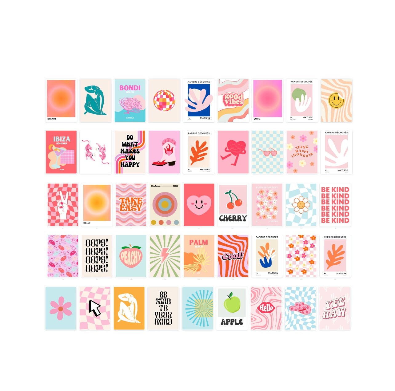 Funky Retro Wall Collage Kit, Groovy Preppy Room Decor, 60s 70s ...