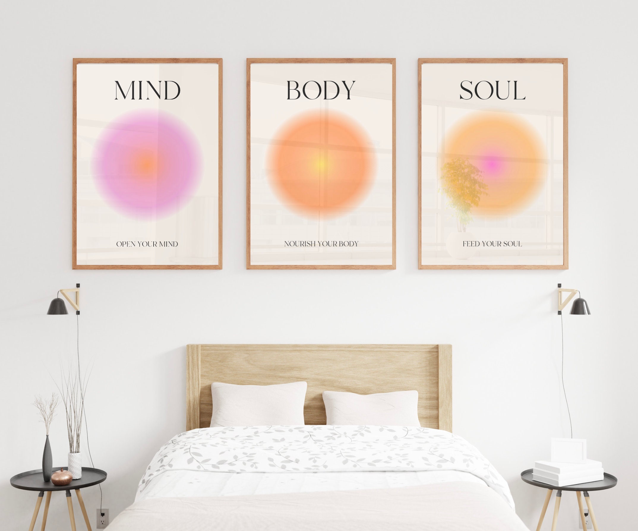 Mind Body Soul Aura Poster 3 Piece Wall Art, Aura Energy Spiritual ...