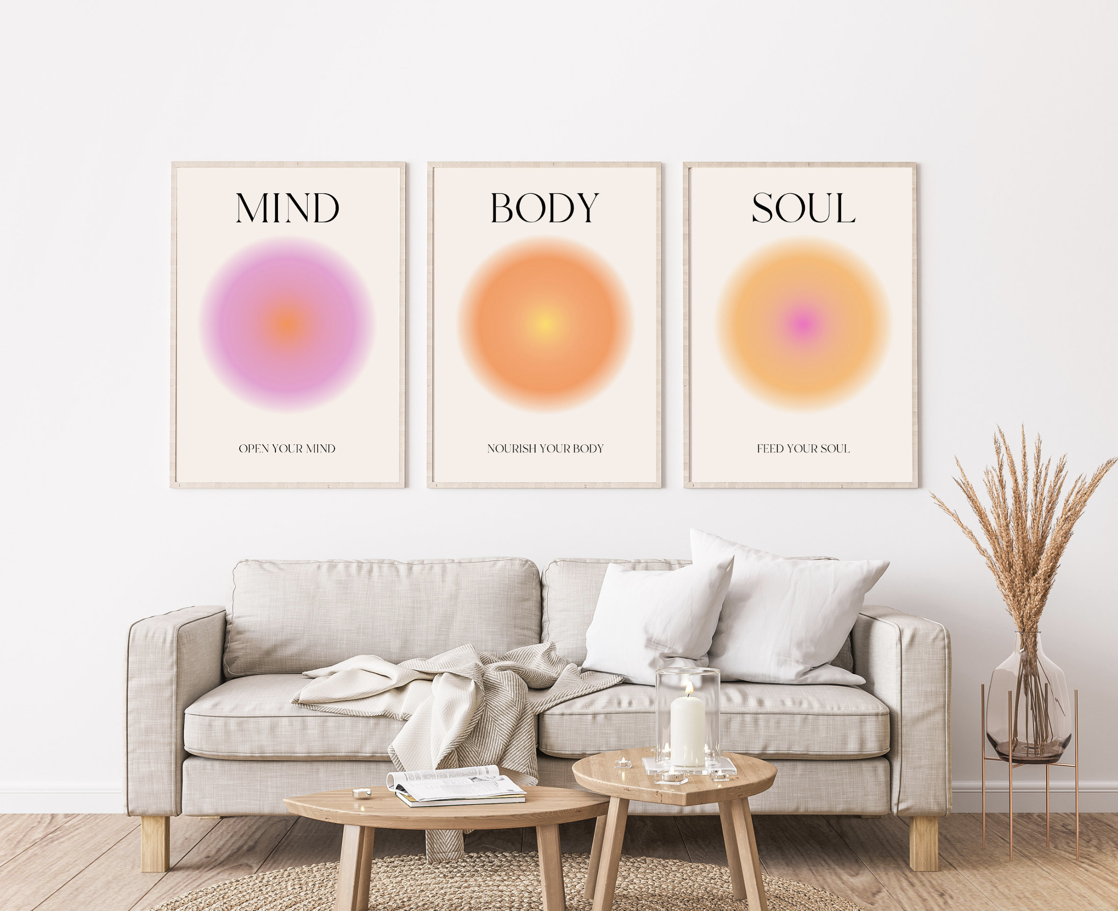 Mind Body Soul Aura Poster 3 Piece Wall Art, Aura Energy Spiritual ...