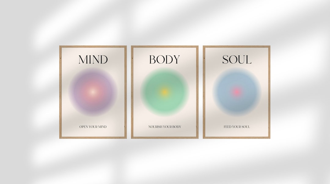 Mind Body Soul Aura Poster 3 Piece Wall Art, Aura Energy Spiritual ...