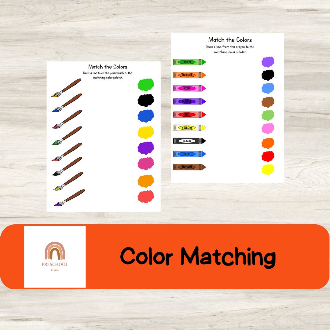 Color Matching Game: Pre-k Learning Activity (digital Download) - Etsy