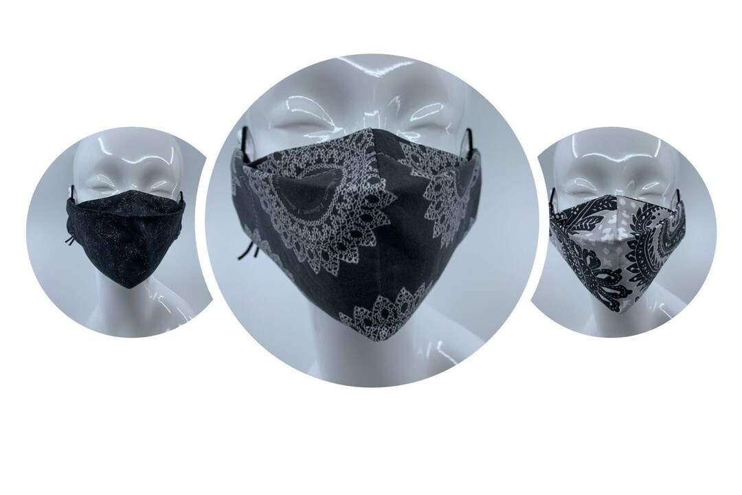 Classic Black Designer Origami Face Masks With Nose Bridge - Etsy