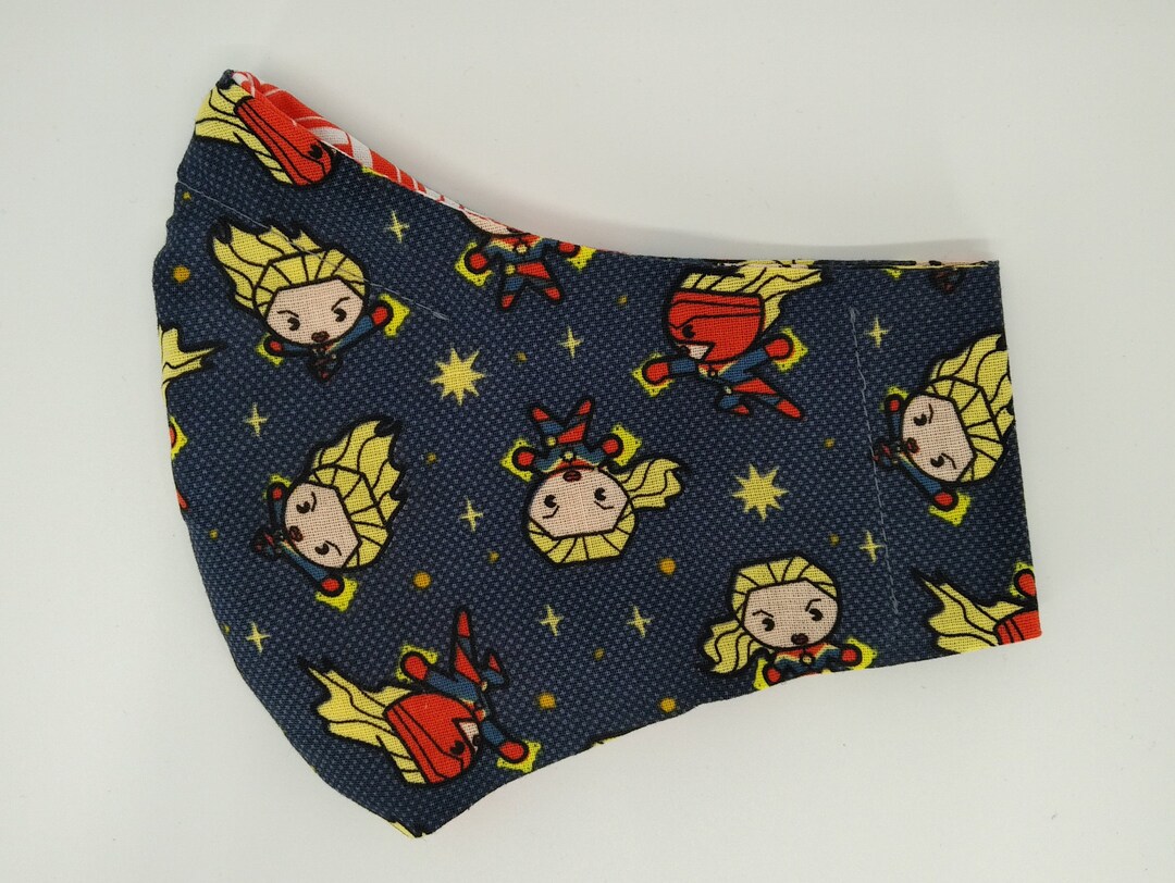 Marvel Comics Captain Marvel Face Masks With Filter Pocket & Nose ...