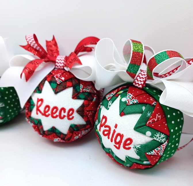 Custom Embroidered Quilted Ornament Balls by Love Bugs Company - Etsy