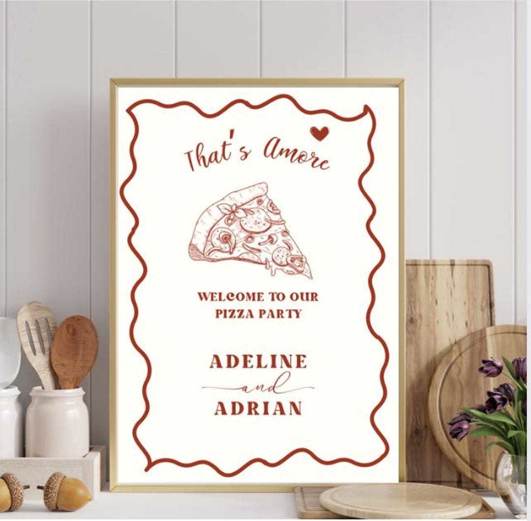 Pizza Party Welcome Poster - Customisable Poster - Digital Party Poster ...