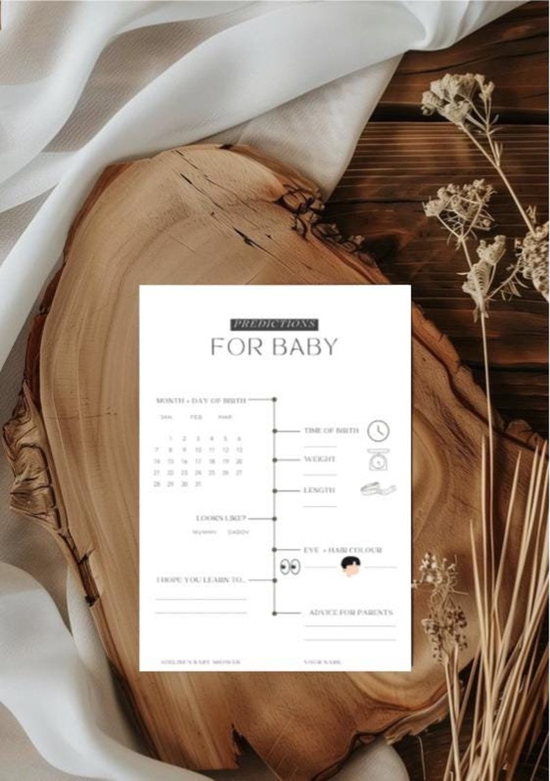 Baby Shower Games - Customisable - Digital Art - Baby Prediction ...