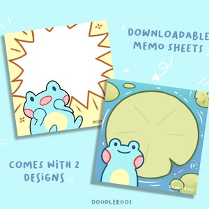 Frog Cute Memo Pad Sticky Note Printable Digital Download - Etsy