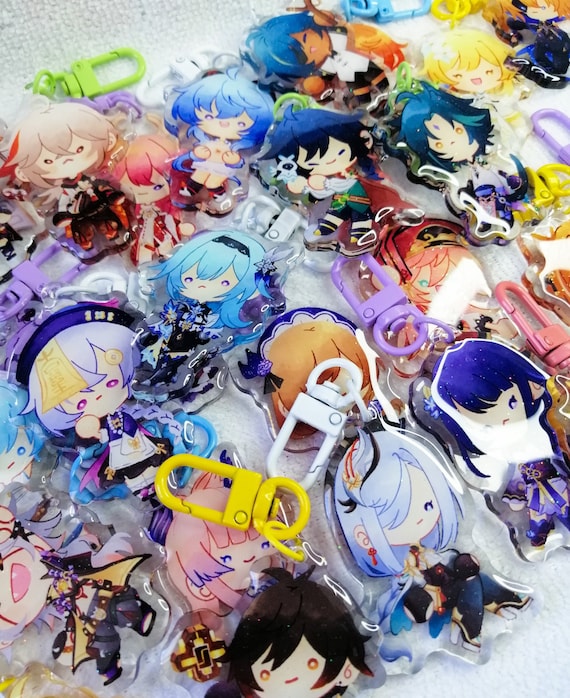 Genshin Impact 2' Acrylic Charm Keychain Glitter Epoxy - Etsy