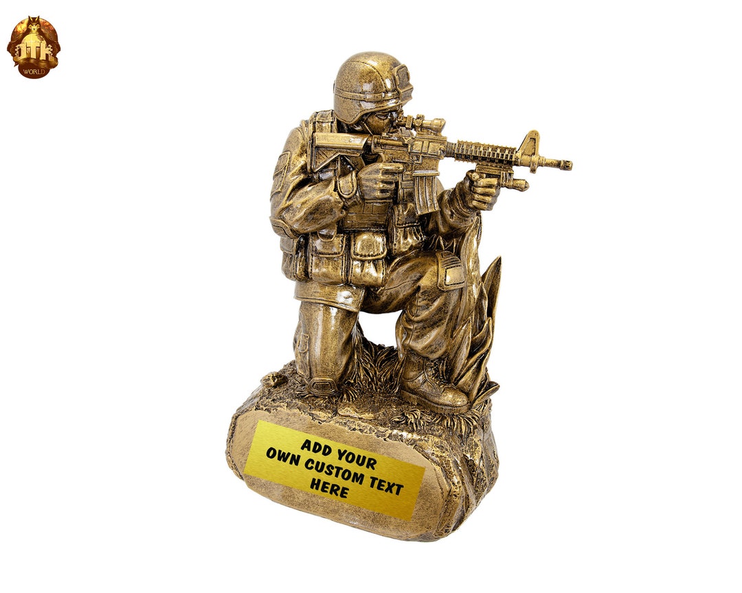 Custom 9.25 Military Kneeling Soldier Trophy Personalized Soldier ...