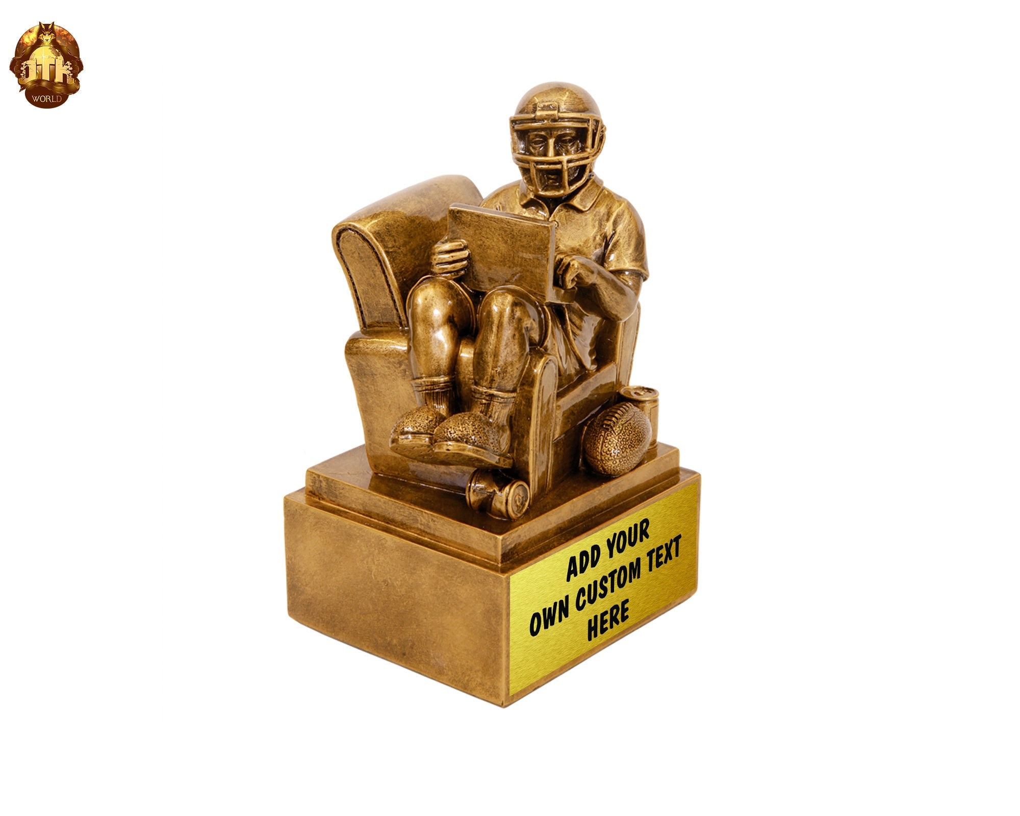 Custom 6 Fantasy Football Man in Chair Trophy Personalized Gold Fantasy ...