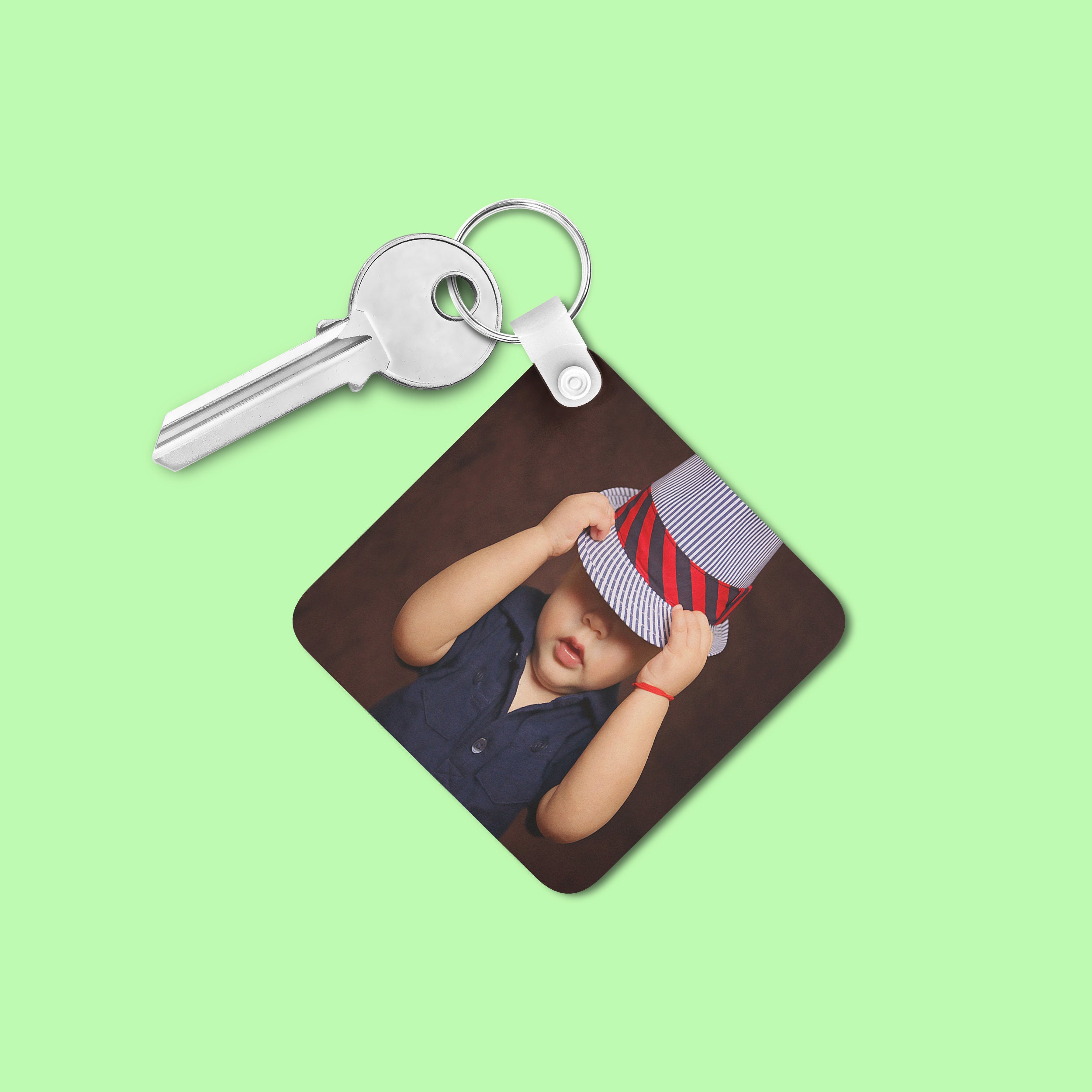 Custom Square Keychain Personalized Photo Keychains Double - Etsy