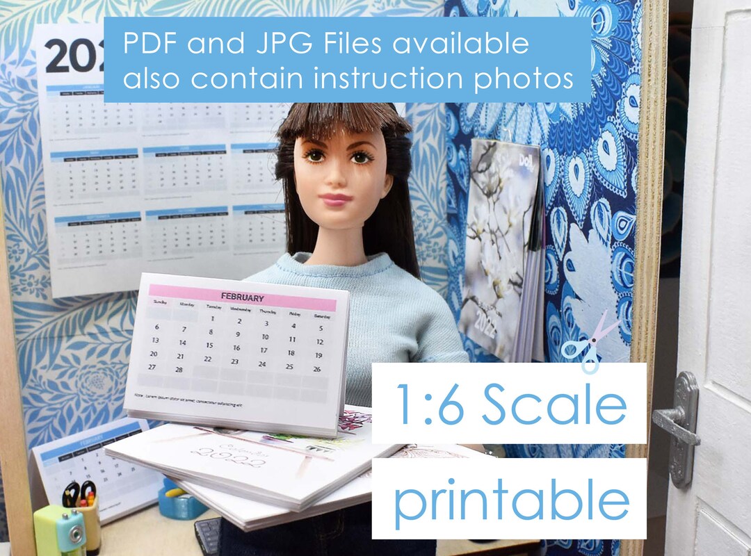 2022 Miniature Calendars 1/6 for Dolls and Dollhouse for the Office 8 ...