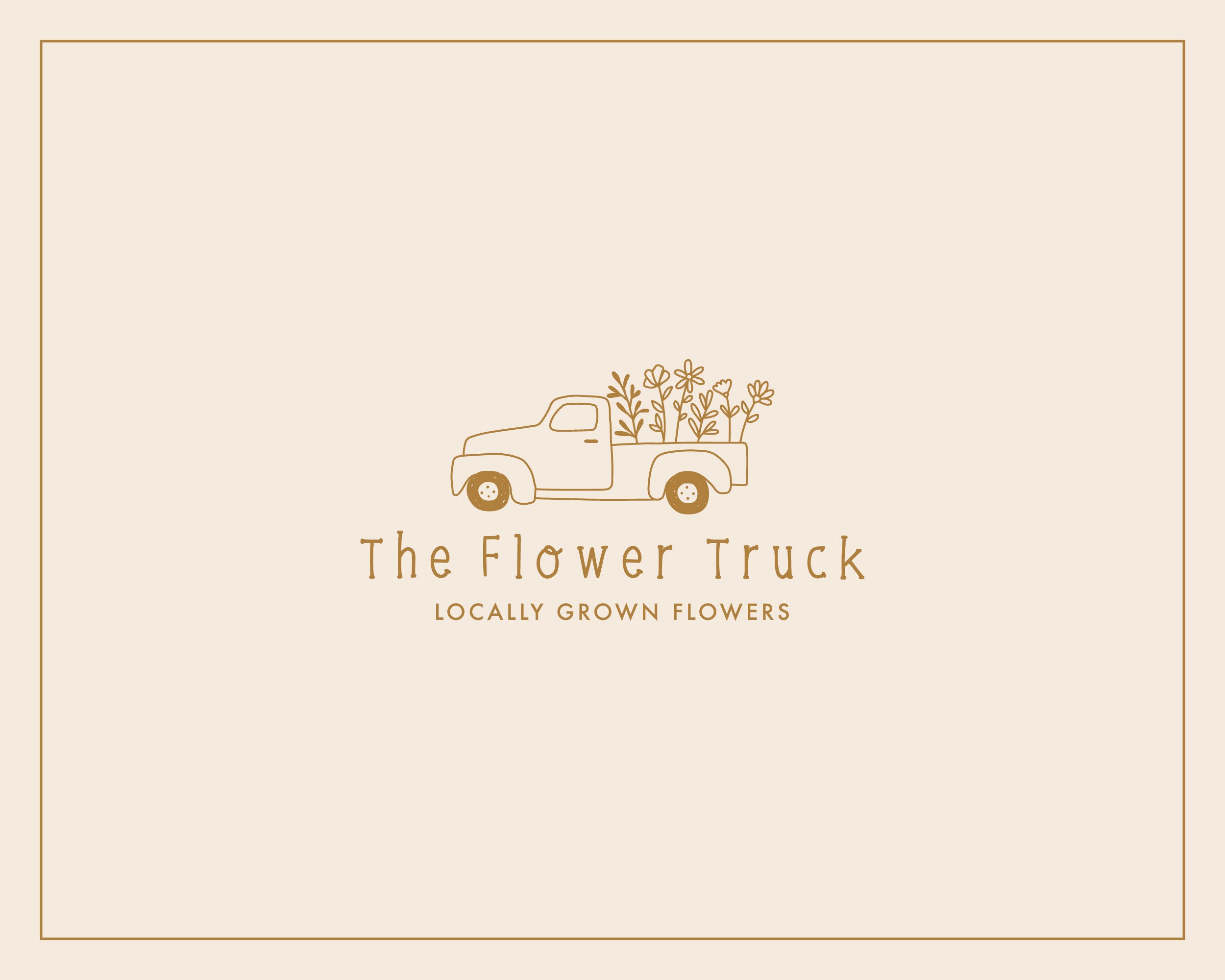 Flower Truck Logo, Flower Farm Logo, Floral Logo Design, Home Grown ...