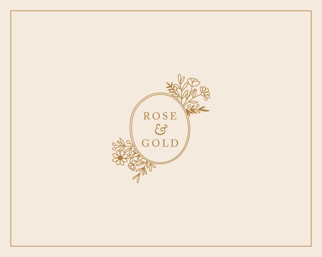 Flower Logo, Floral Frame, Wedding Logo, Hand Drawn Logo, Editable Logo ...