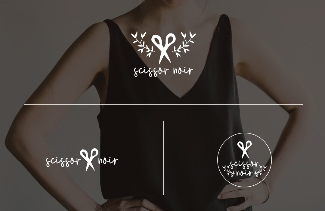 Sewing Clothing Boutique Logo Set Premade Fashion Circle Floral ...