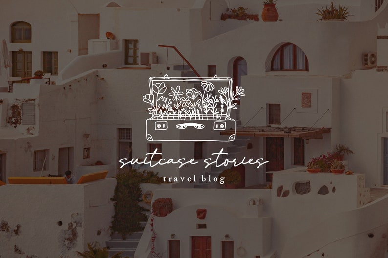 Travelling Premade Logo, Travel Logo Design, Suitcase Logo, Floral Logo ...