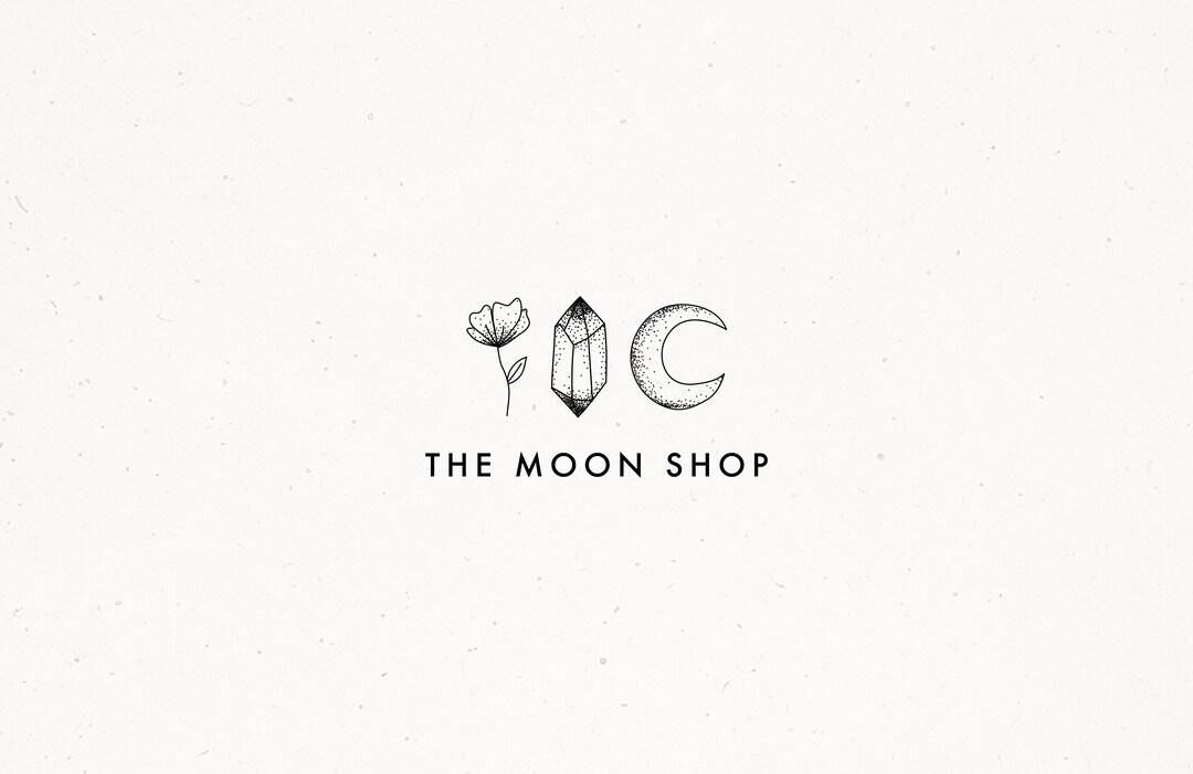 Moon Crystal Flower Premade Logo Design, Mystic Magic Feminine Moon ...